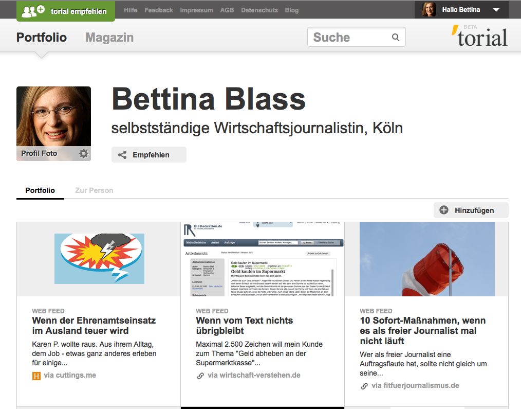 Torial: Noch ein Journalistenportfolio - Fit für Journalismus
